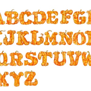 Pumpkin Letters Alphabet CLIPART PNG Files, Fall Sublimation, Autumn ...