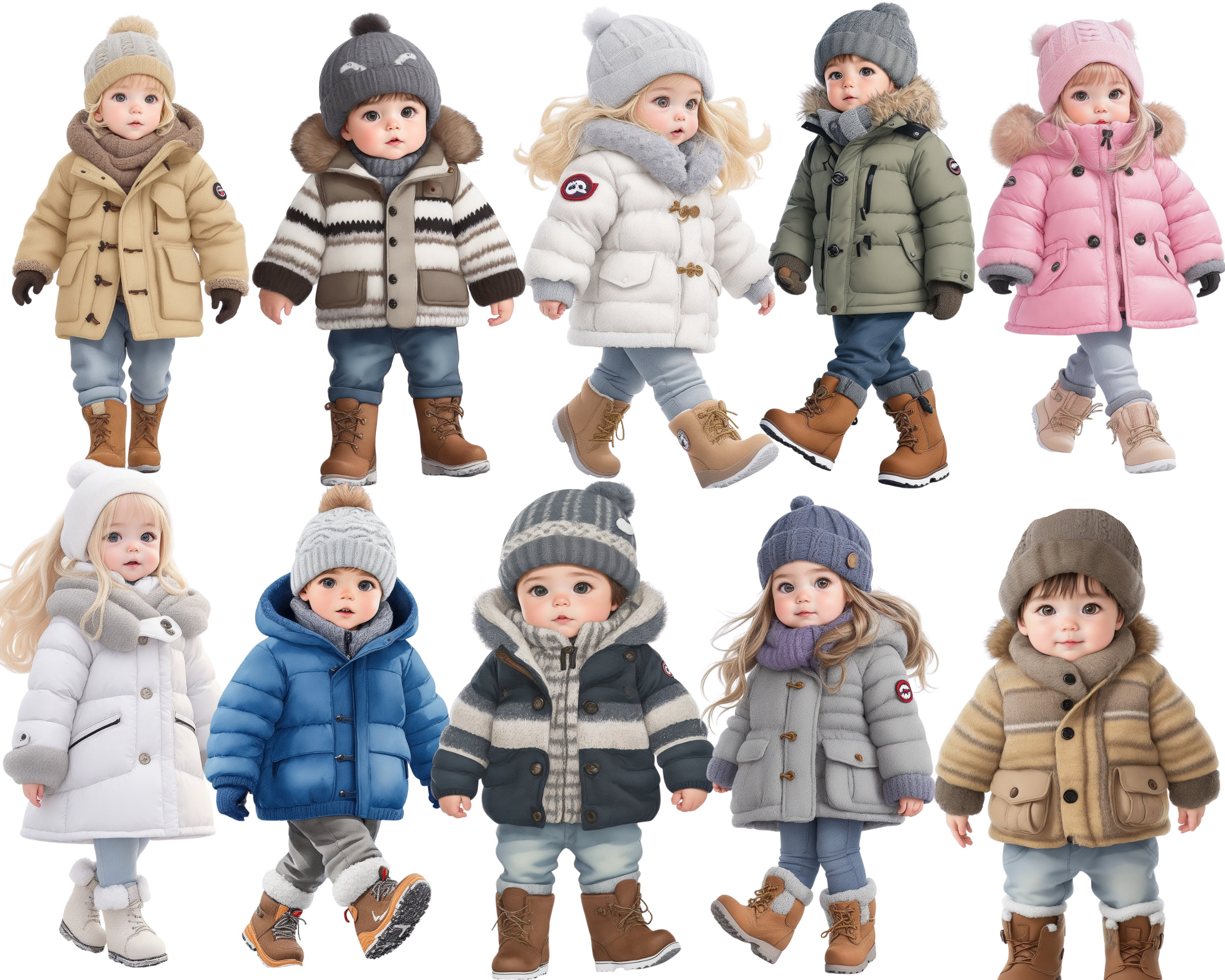 Winter Kids CLIPART PNG Files Commercial Use Transparent - Etsy