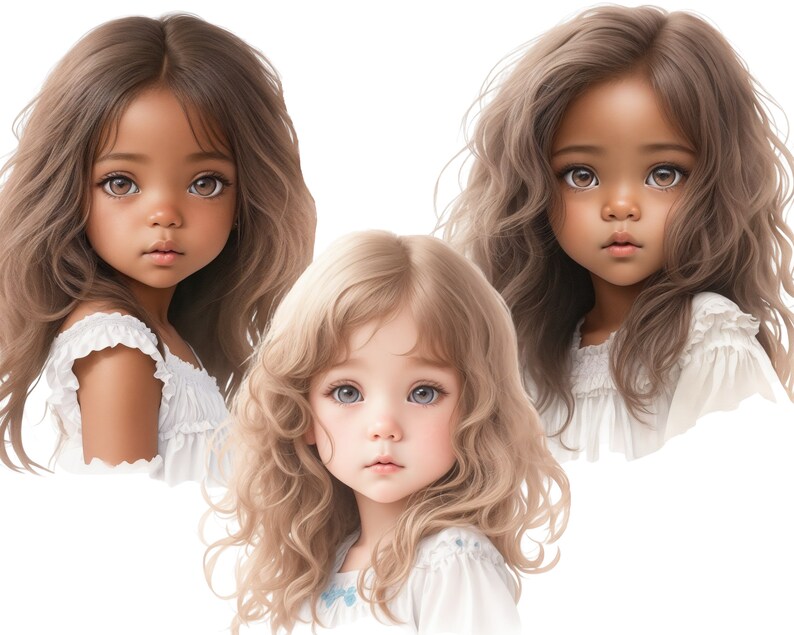 Little Girl Faces CLIPART PNG Files Commercial Use Transparent - Etsy