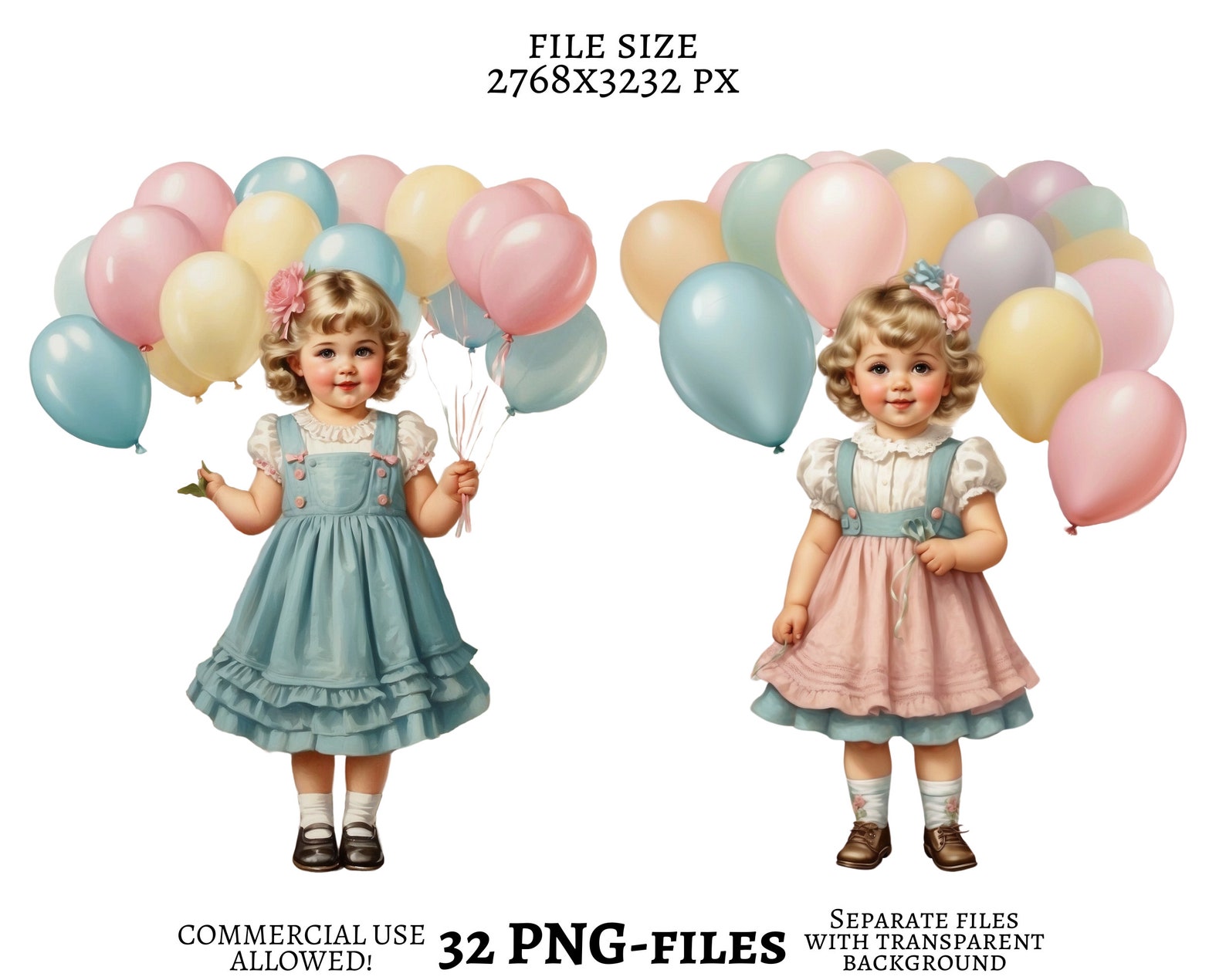 Birthday Balloons CLIPART PNG Files Commercial Use Transparent ...