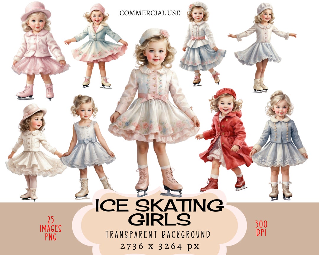 Ice Skating Girls CLIPART PNG Files Commercial Use Transparent ...