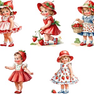 Strawberry Girls CLIPART PNG Files Commercial Use Transparent ...