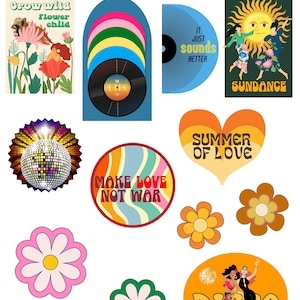 RETRO 70s STICKERS, Downloadable Printable JPG File Instant Download ...