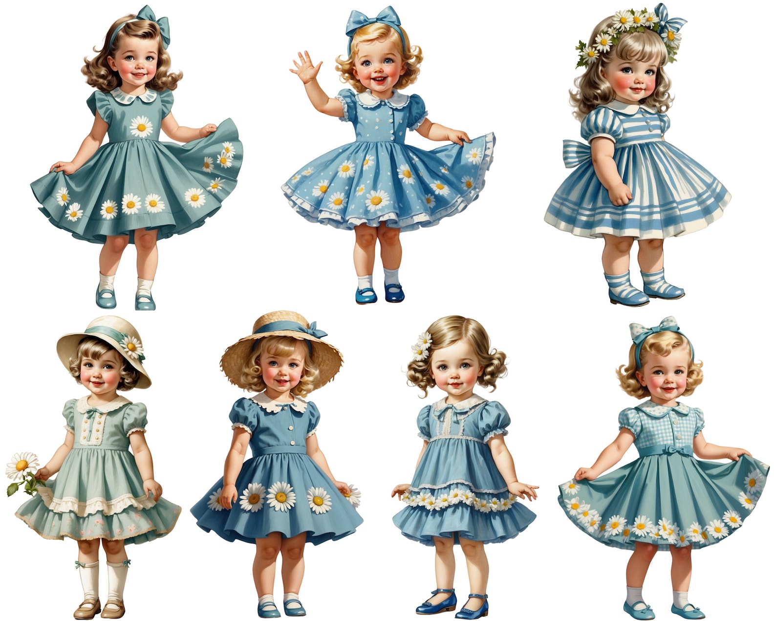 Daisy Girls CLIPART PNG Files Commercial Use Transparent Background ...