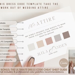 Dress Code for Wedding Guest Wedding Attire Card Template - Etsy