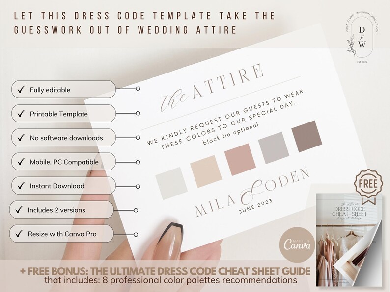 Dress Code for Wedding Guest Wedding Attire Card Template - Etsy
