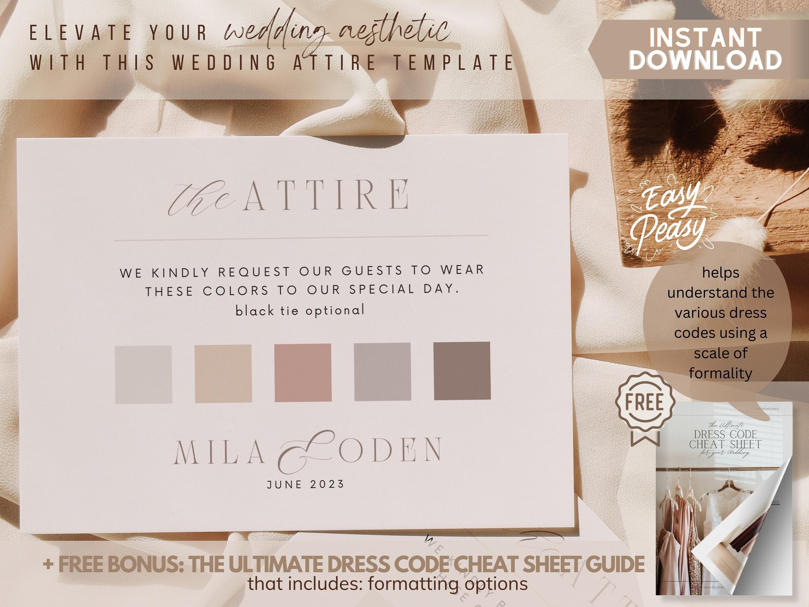 Dress Code for Wedding Guest Wedding Attire Card Template - Etsy