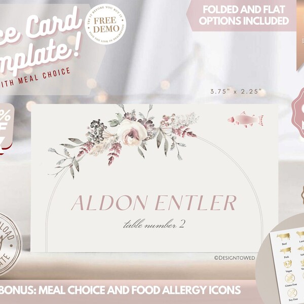 Table Name Cards With Meal Icons - Etsy
