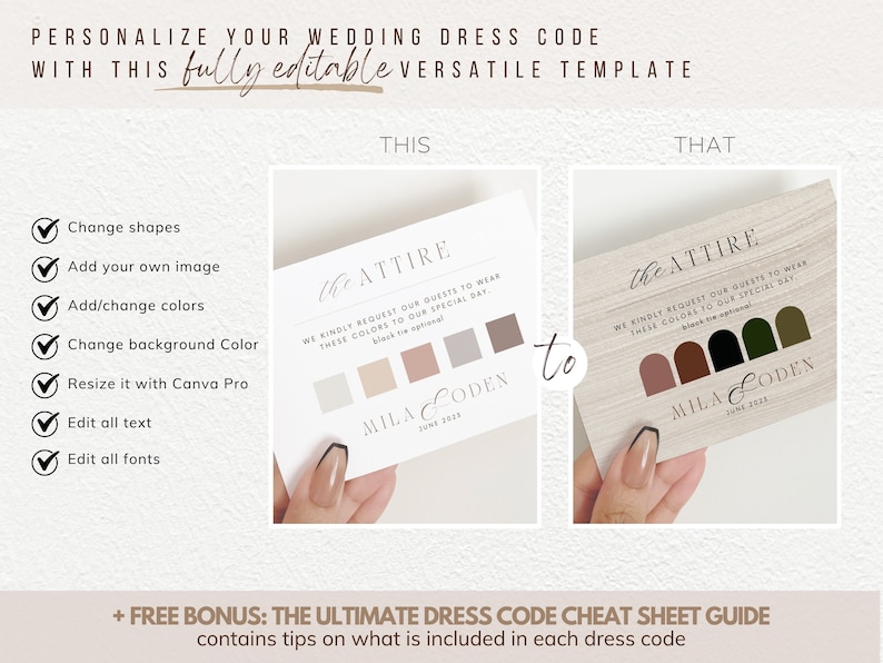 Dress Code for Wedding Guest Wedding Attire Card Template - Etsy