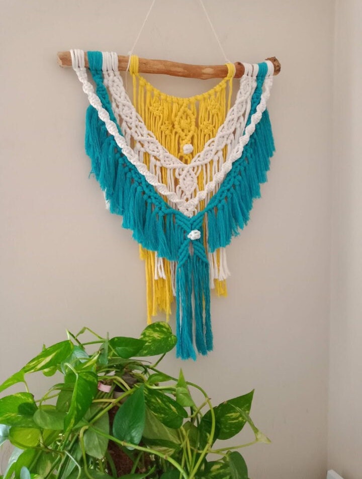Colorful Macrame Wall Hangig, Mini Macrame, Woven Wall Hanging, Green ...