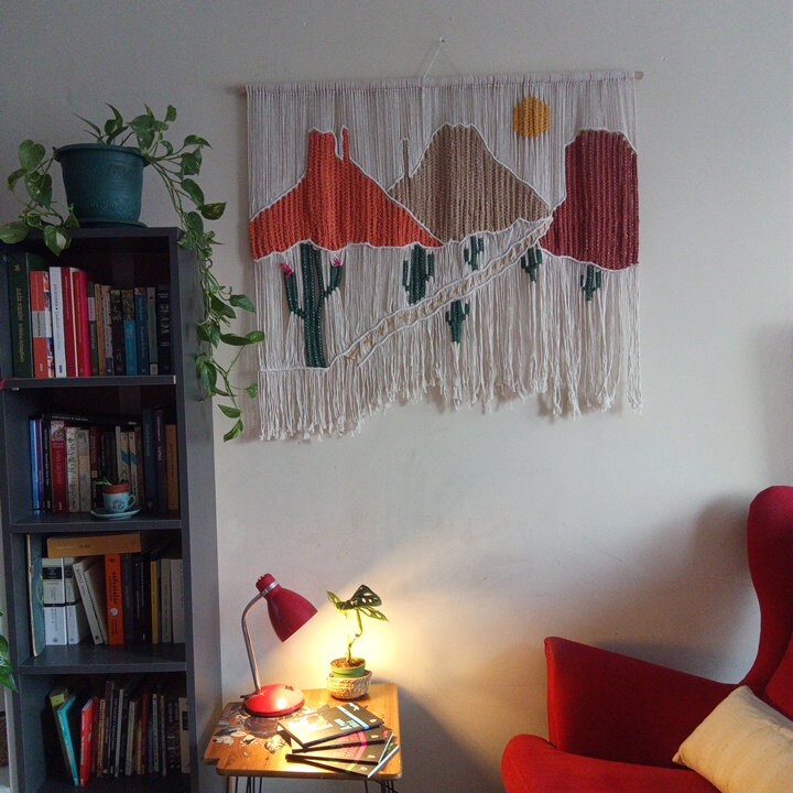 Large Macrame Desert Landscape, Sedona Arizona Wall Art, Cathedral Rock ...