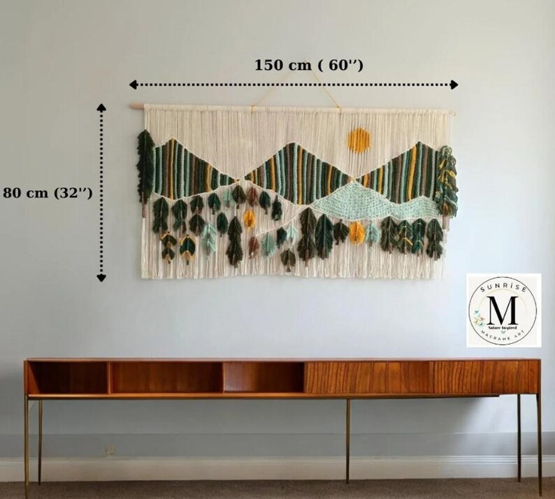 X Large Mountain Macrame Wall Hanging for Living Room, Hand Woven ...
