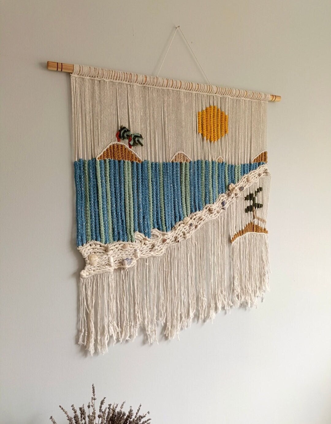 Beachy Macrame Wall Hanging, Wave Tapestry, Coastal Wall Decor ...