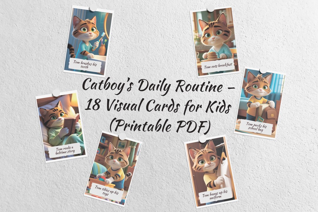 Catboy Daily Routine Cards – 18 Printable Visual Schedule Flashcards ...