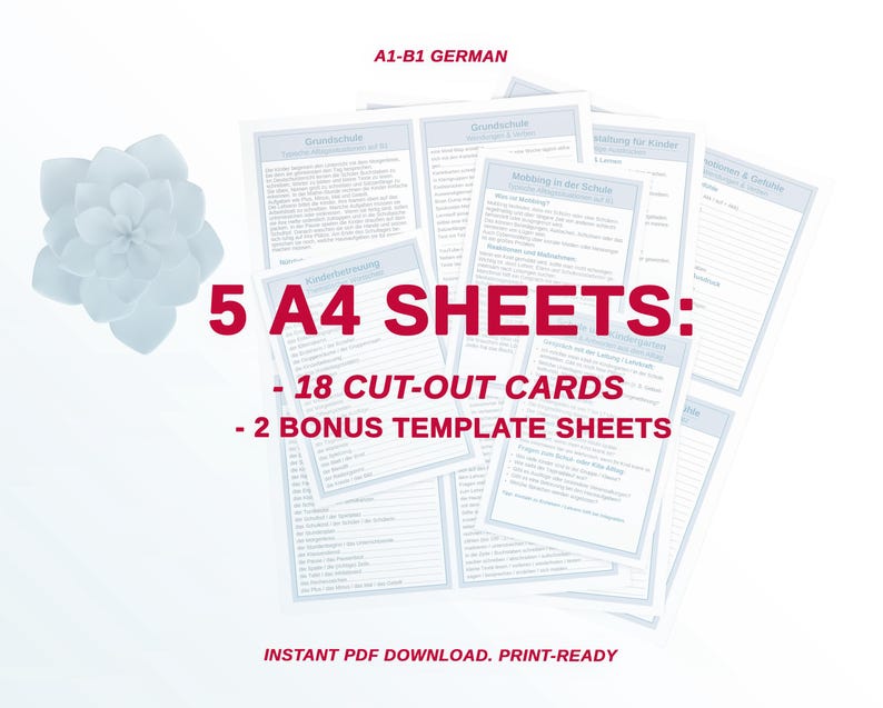 German Everyday Life A1-B1 Cheat Sheets: Hobbies Family Neighbors ...
