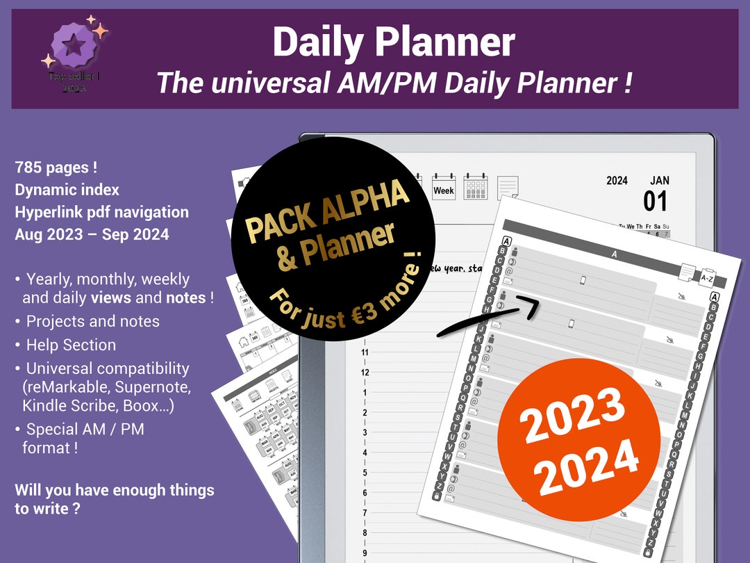 Special Pack: Vertical Daily Planner & ALPHA 2023/2024 Pdf - Etsy
