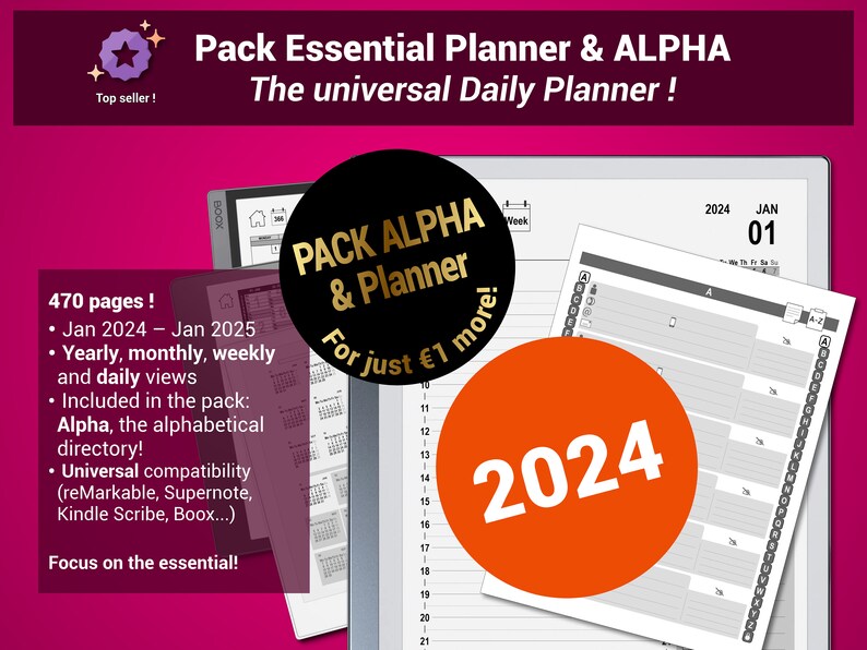 Pack Essential Planner & ALPHA 2024 Edition Daily Planner and ...
