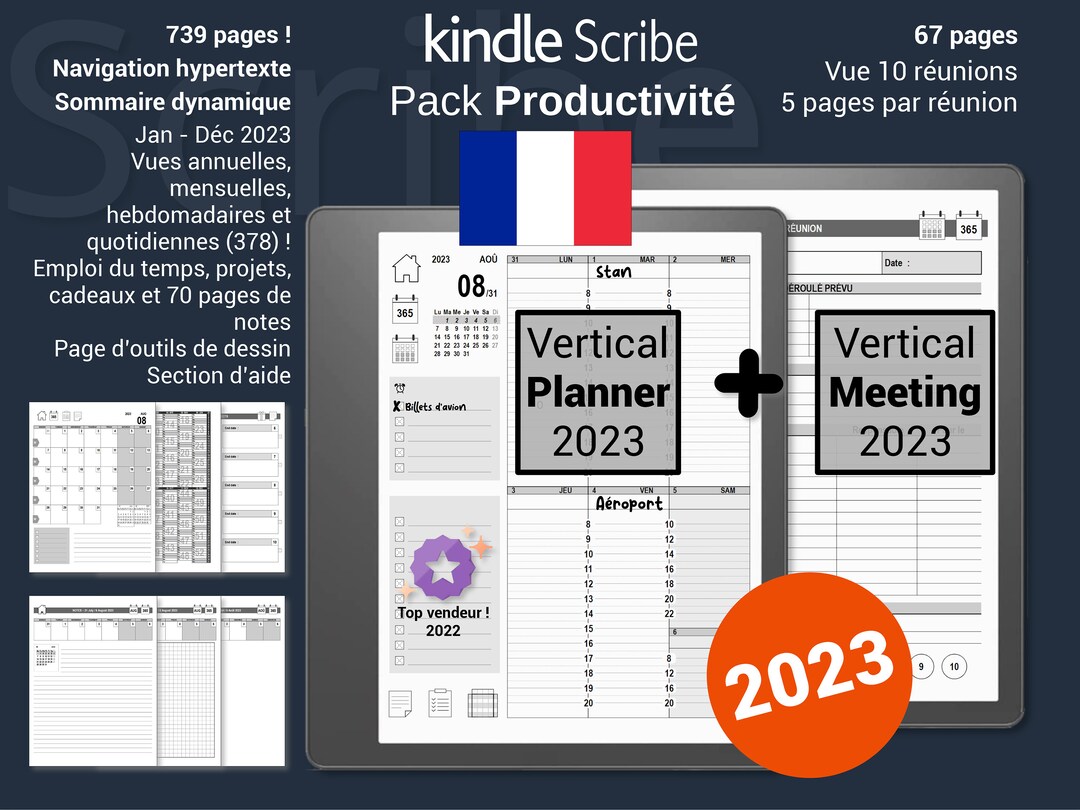 Pack Productivité : Vertical Daily Planner Vertical Meeting - Etsy