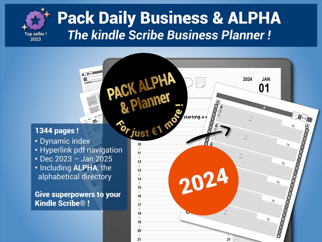 Daily Business Planner & ALPHA Pack, 2024 Pdf Planner, Alphabetical ...