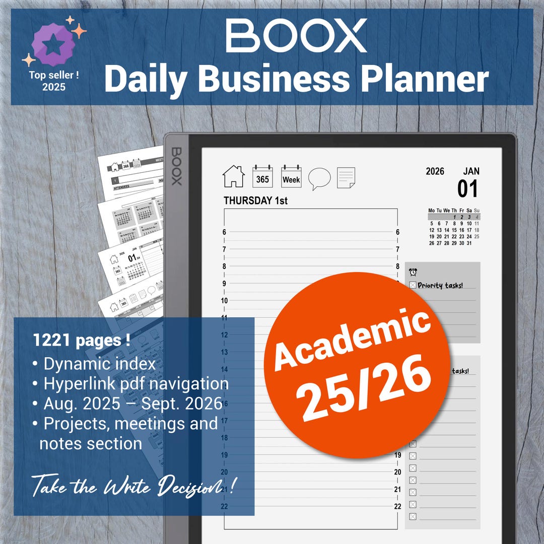 Daily Business Planner, 2025 / 2026 Academic Year Planner for Your Boox ...