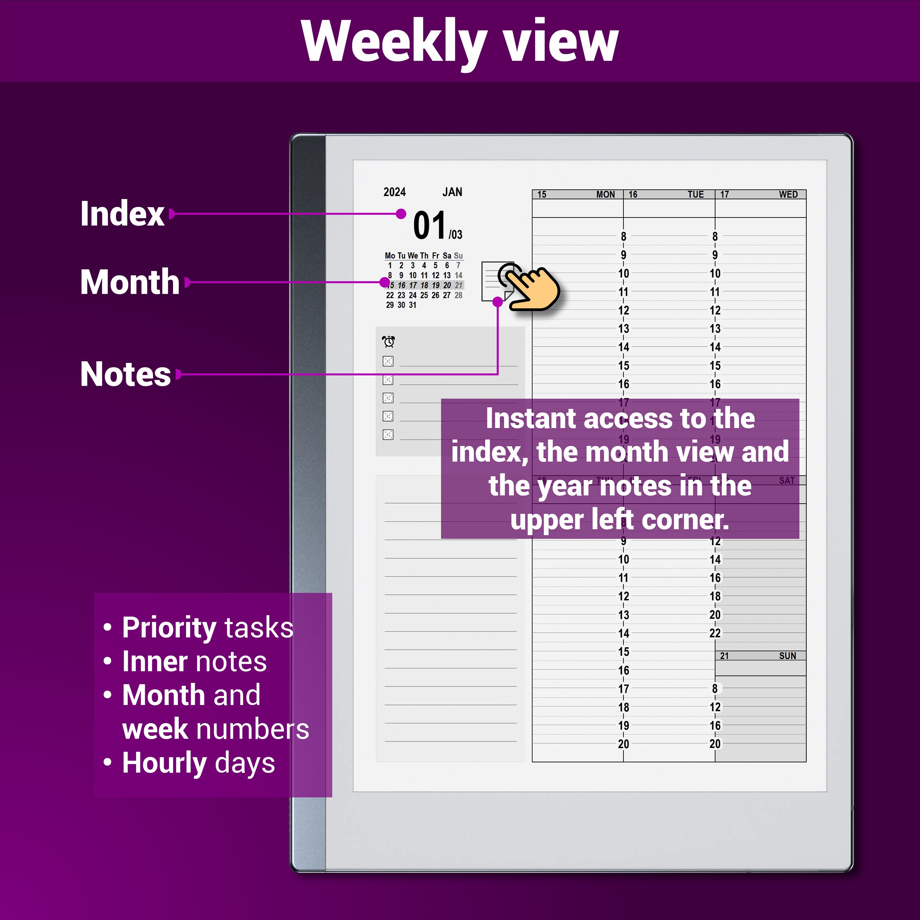 Week Planner 2024 - 2025, Pdf Planner for Your E-ink Tablet, With ...