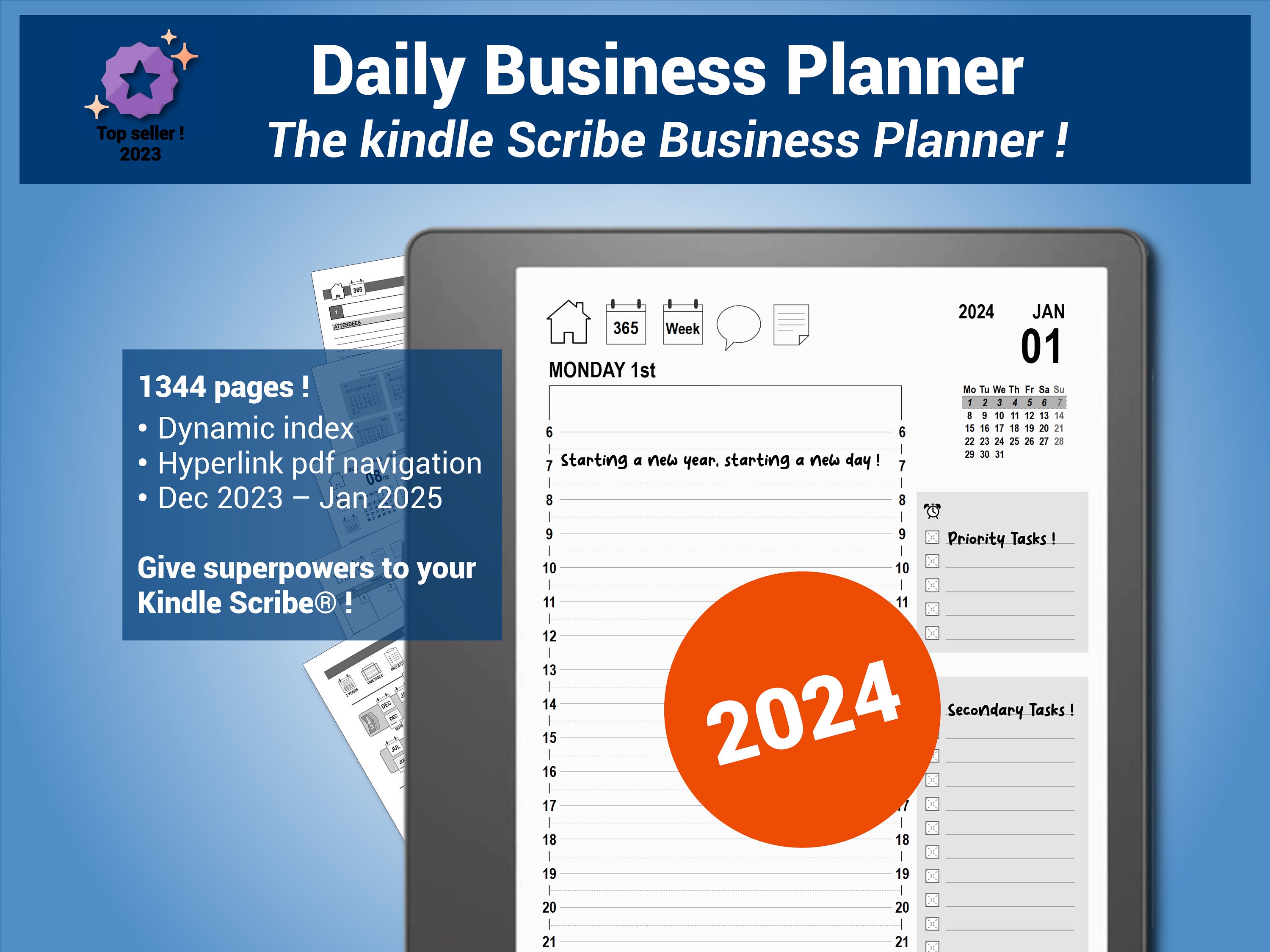 Daily Business Planner 2024, Pdf Planner for the Kindle Scribe®, With ...