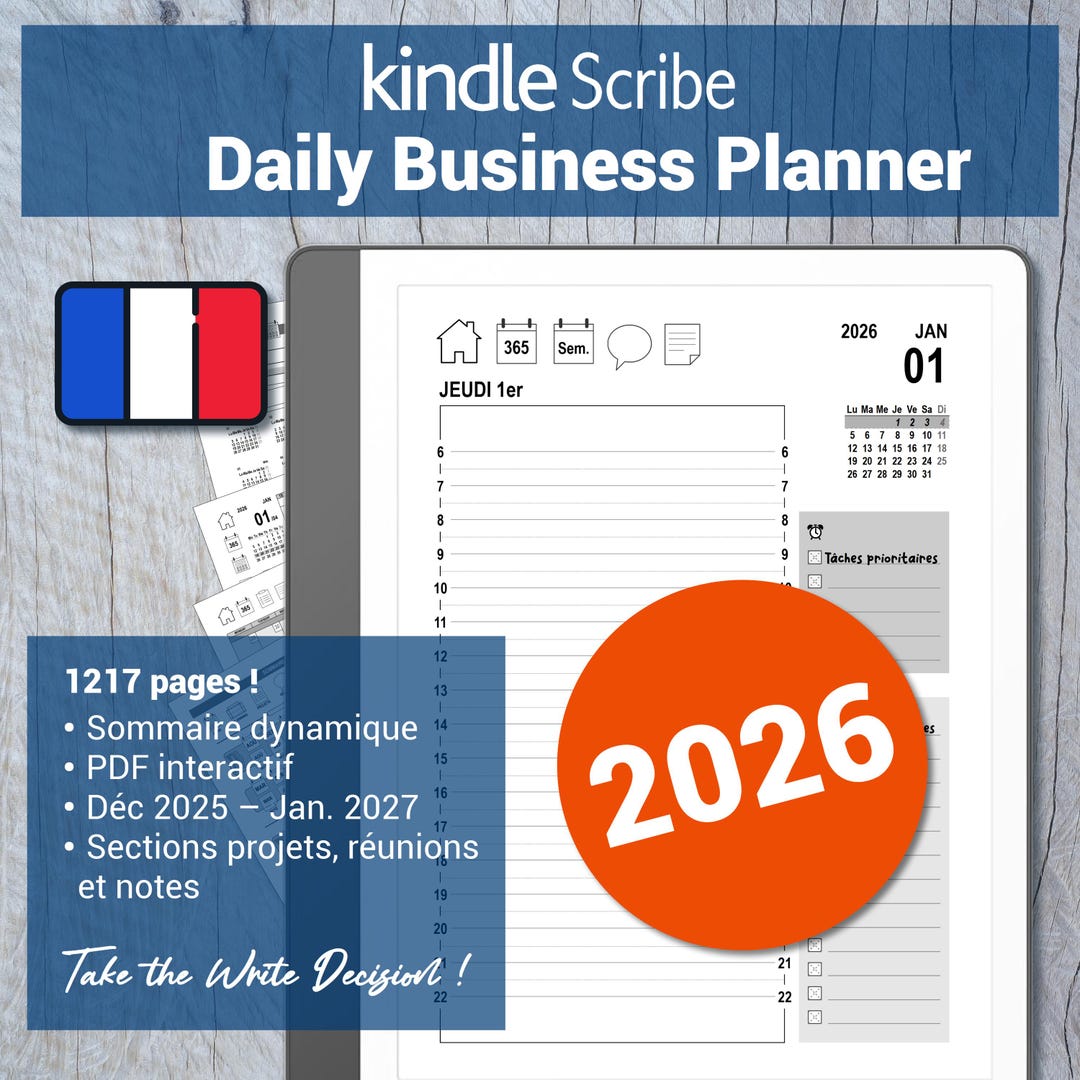 Daily Business Planner, Year 2026, Agenda for Your Kindle Scribe®, With ...