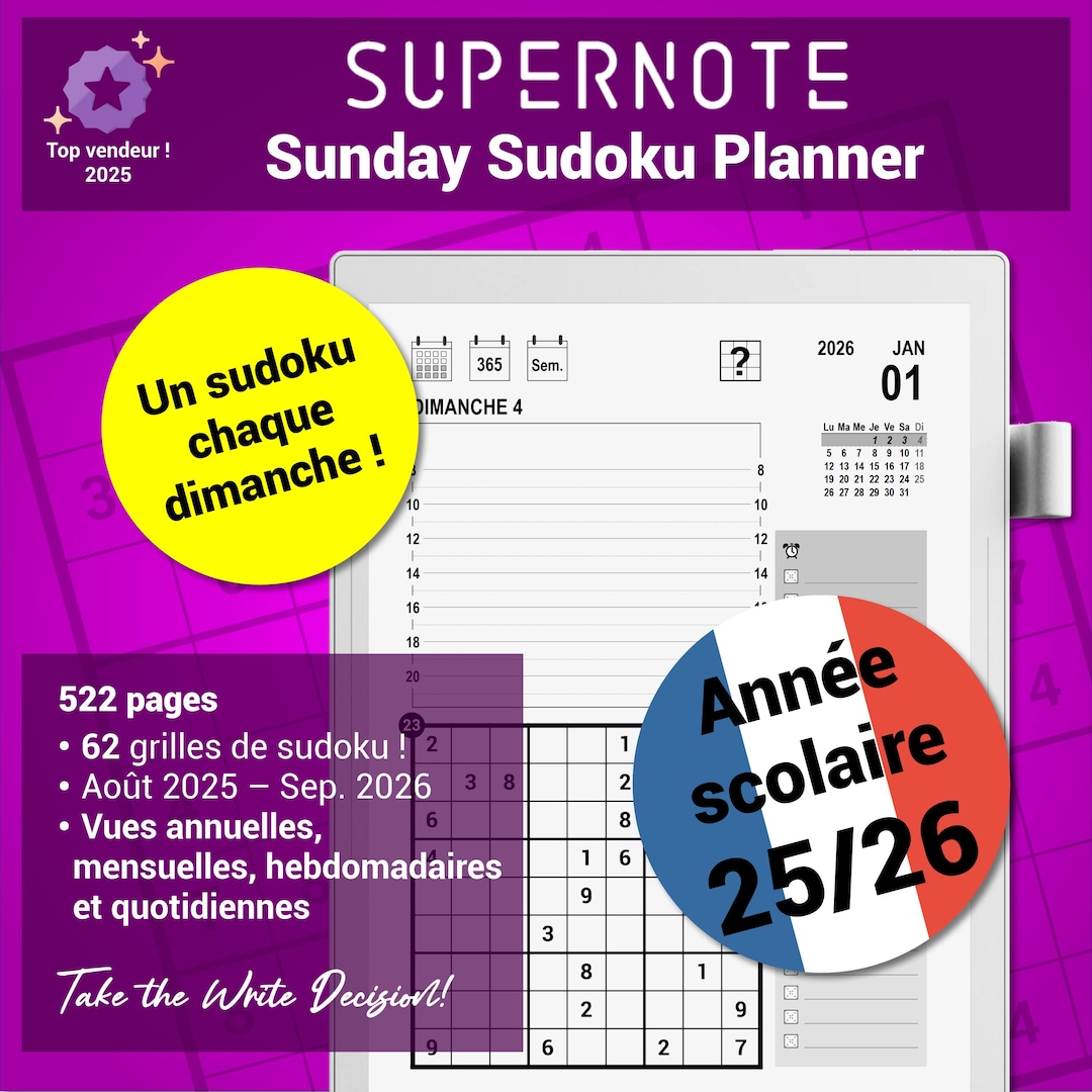 Sunday Sudoku Planner - Academic Year 25/26 - Your Daily Planner ...