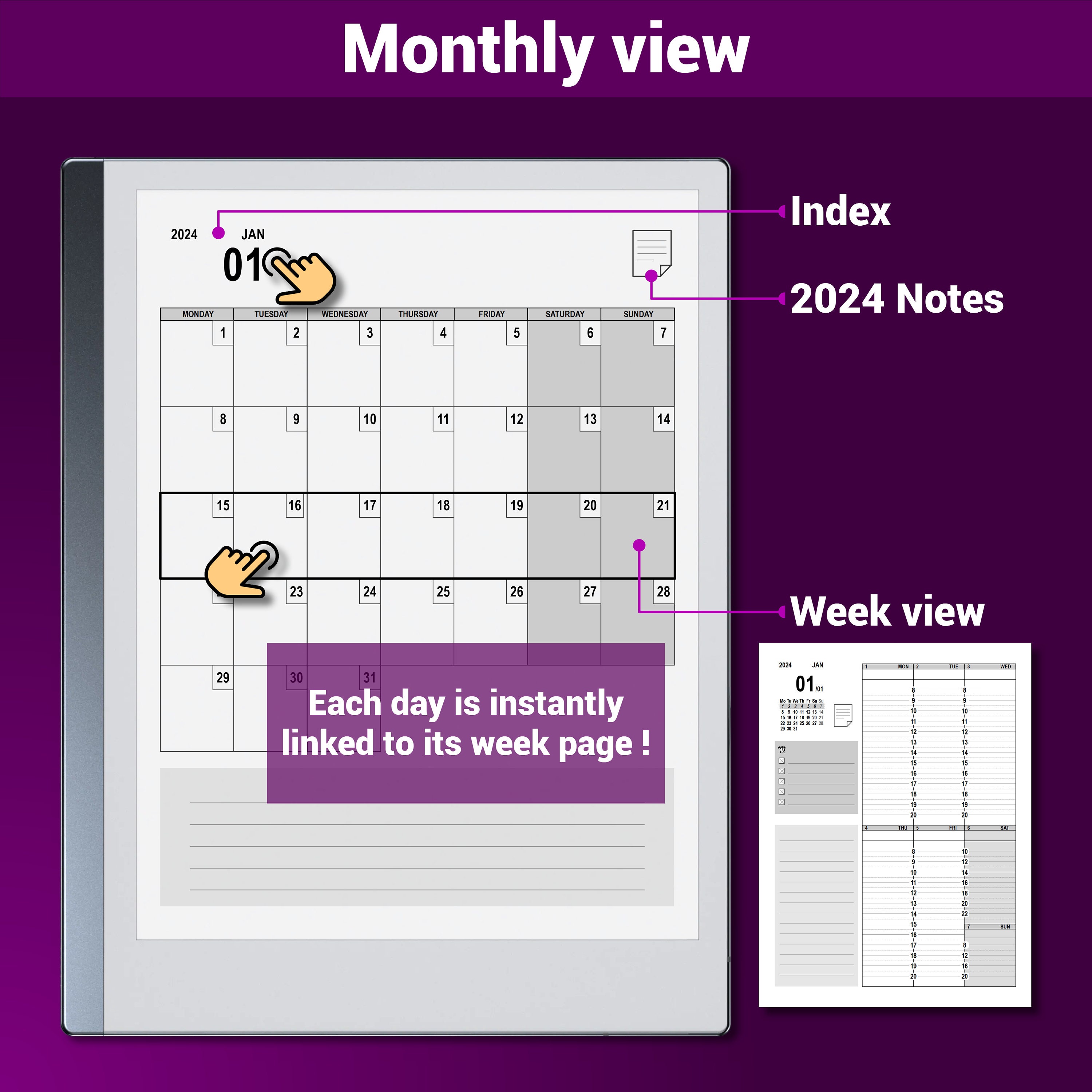 Week Planner 2024 - 2025, Pdf Planner for Your E-ink Tablet, With ...