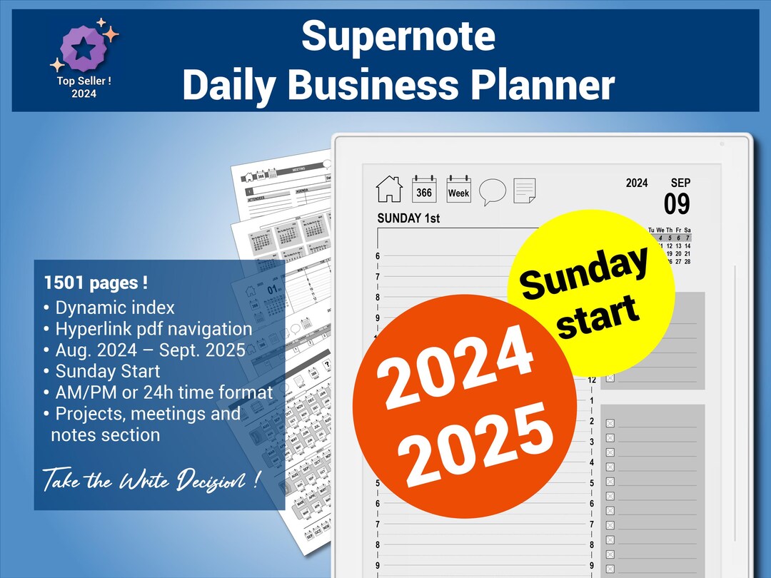 Daily Business Planner With Sunday Start, Academic Year 2024/2025, Pdf ...