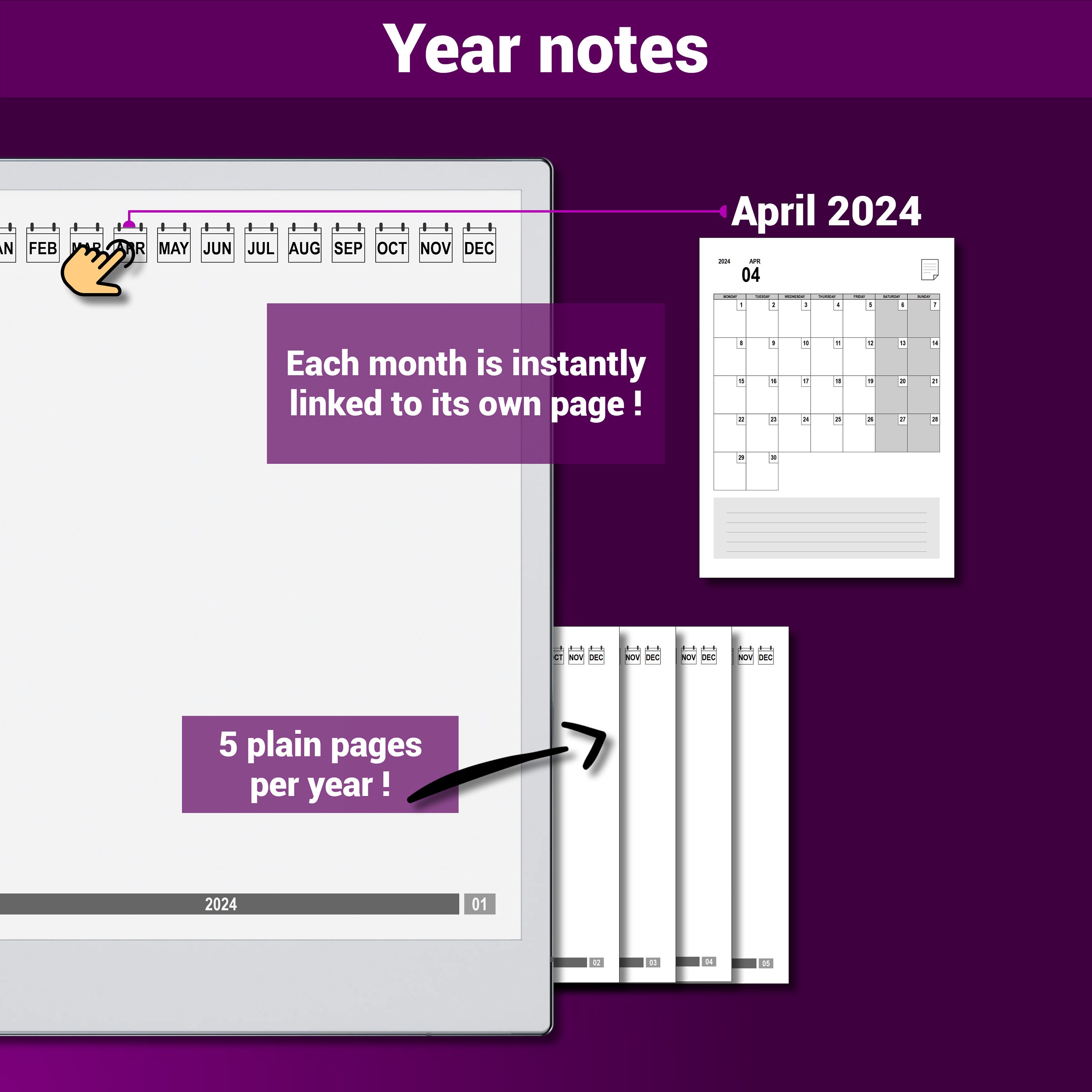 Week Planner 2024 2025, Pdf Planner for the Remarkable®, With Hypertext ...