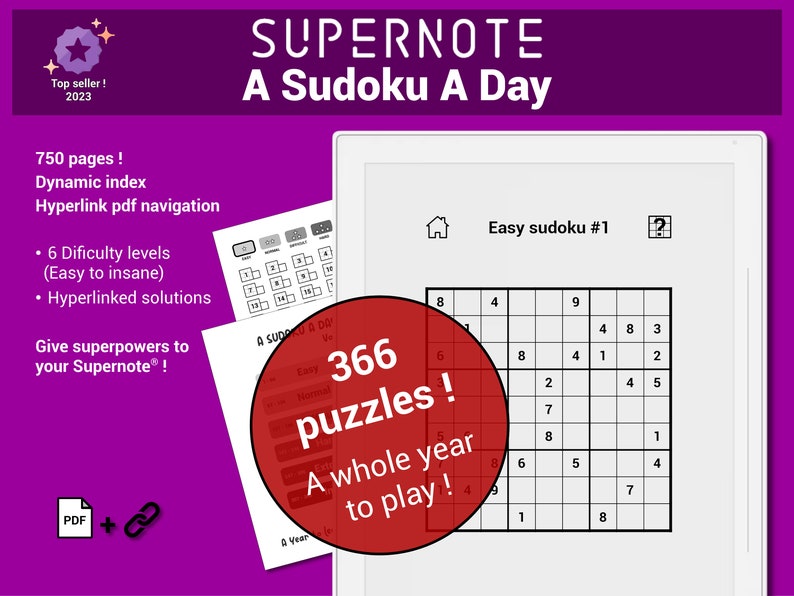 A Sudoku A Day | 366 Sudoku Puzzles Templates for the Supernote ...