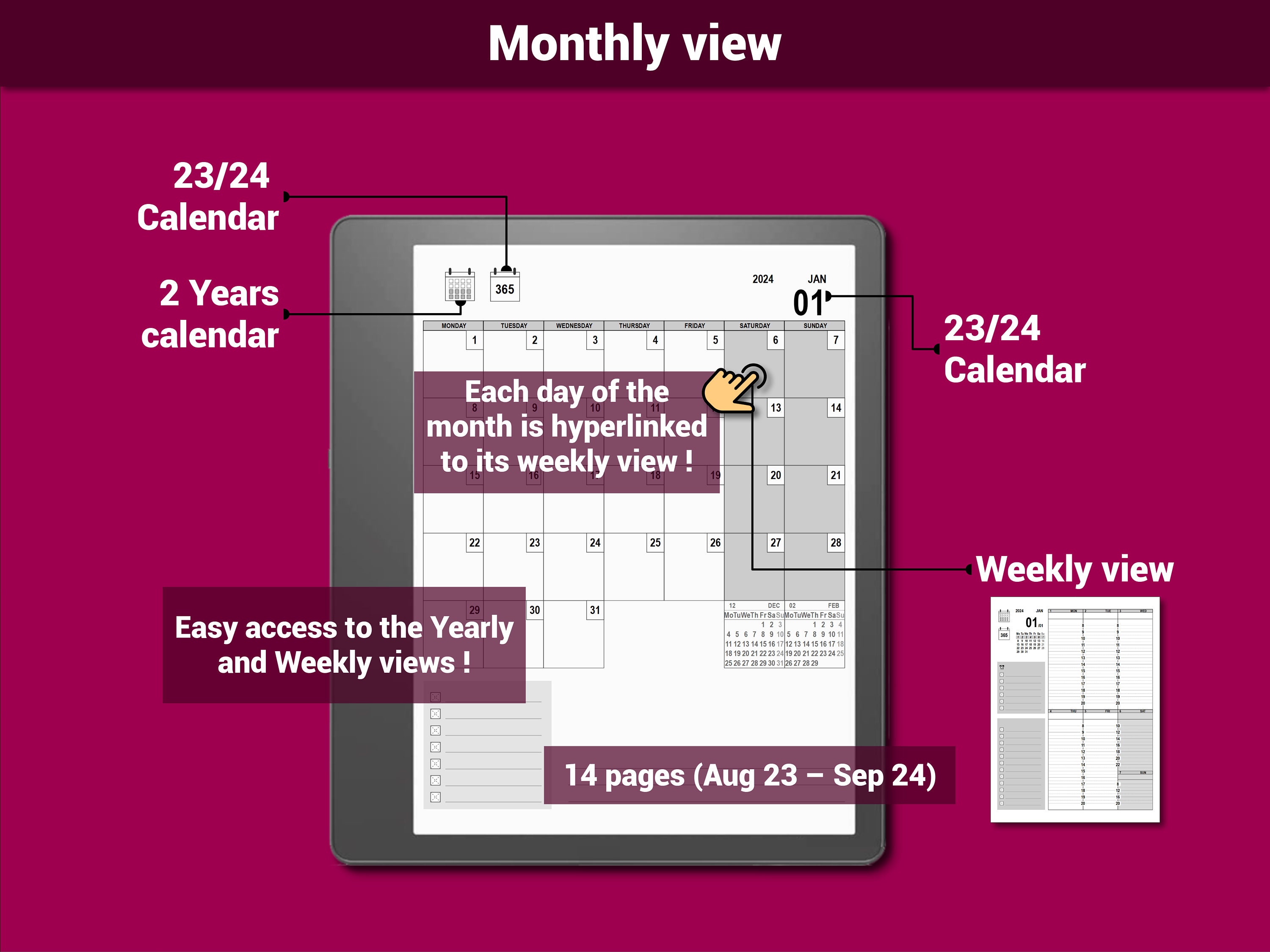 Essential Planner 2023/2024 Edition Universal Weekly Pdf Diary for Eink ...