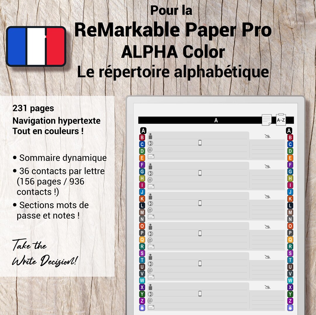 ALPHA - Color Alphabetical Directory - Compatible With Remarkable Paper ...