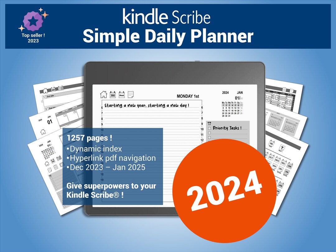 Simple Daily Planner 2024, Landscape Pdf Planner for the Kindle Scribe ...