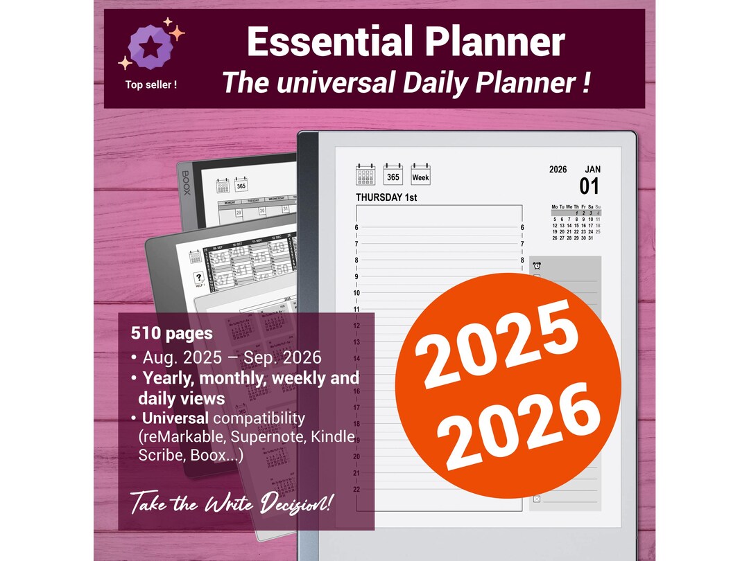 Essential Planner - Academic Year 25/26 - Universal Daily Planner With ...