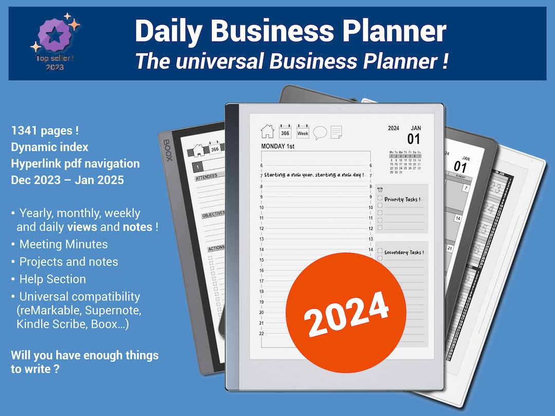 Daily Business Planner 2024, Pdf Planner, With Hypertext Navigation ...