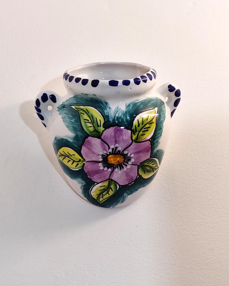 22cm X 20cm Hand-painted Ceramic Wall Planter: Colorful Garden Decor ...