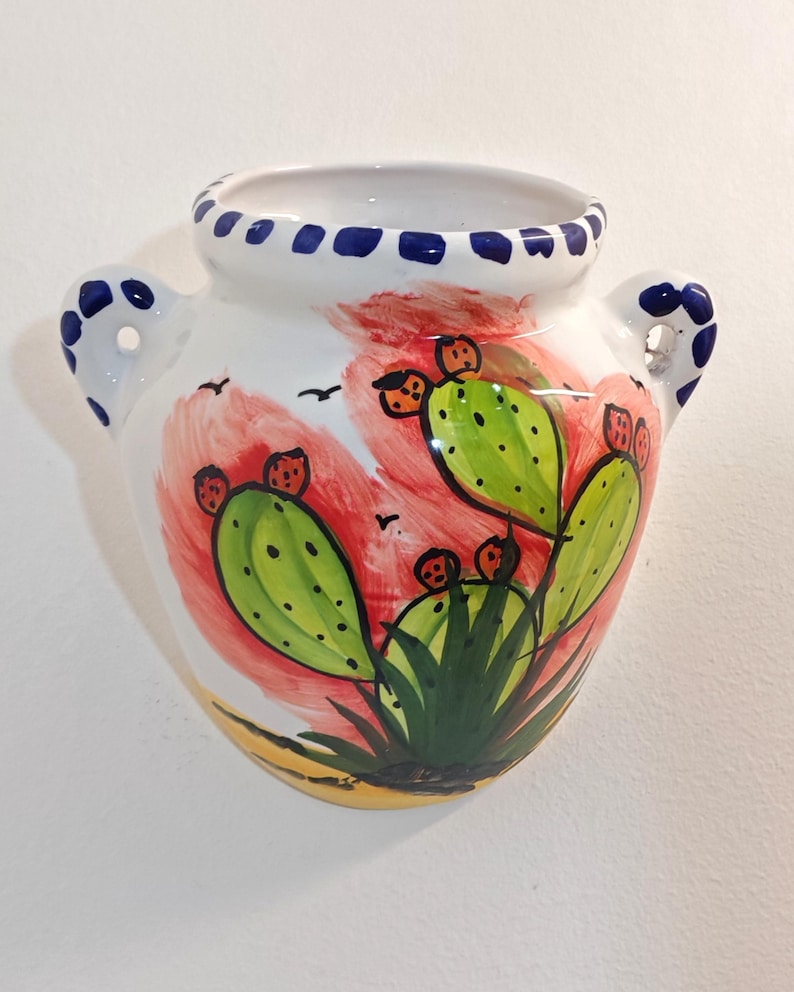 22cm X 20cm Hand-painted Ceramic Wall Planter: Colorful Garden Decor ...