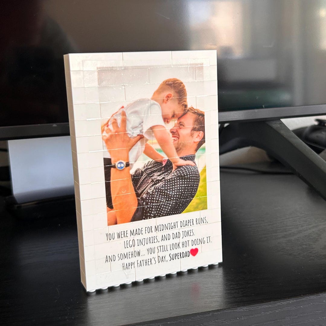 Personalised Dad LEGO® Brick Photo Block - Custom Gift for Father’s Day ...