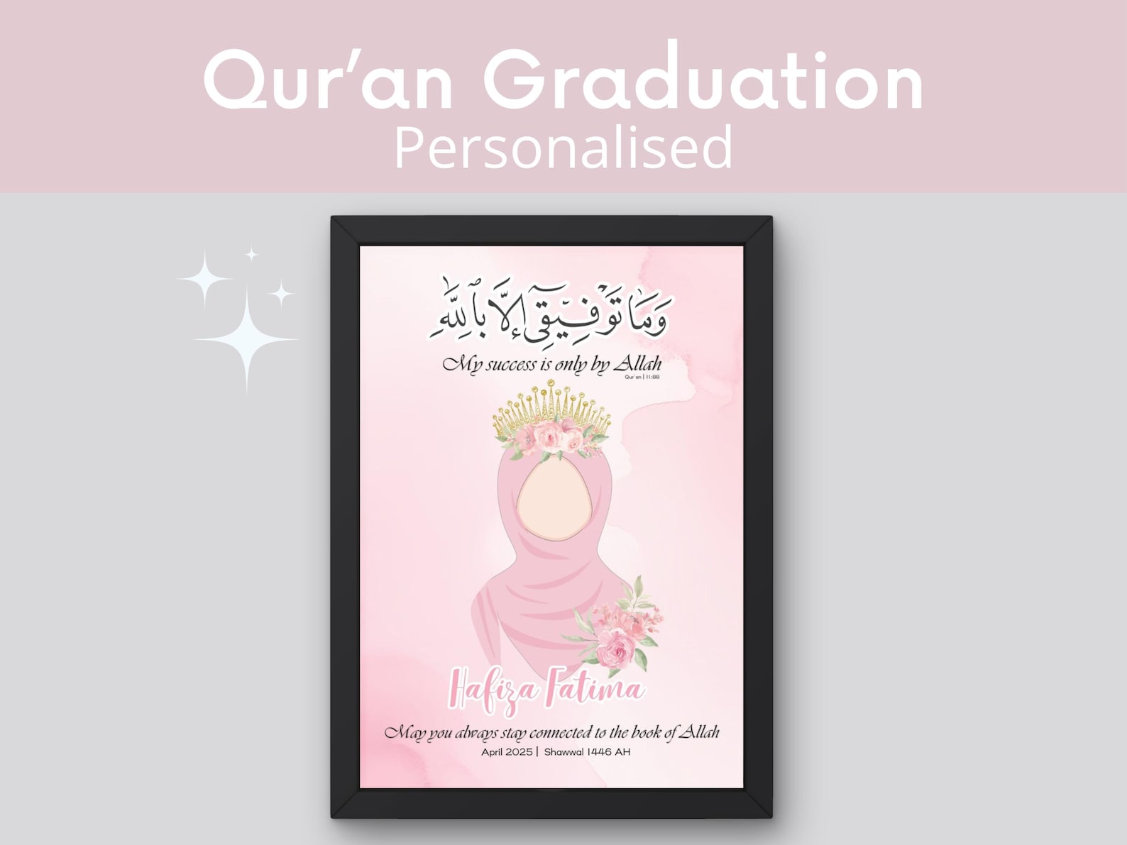 Quran Graduation/completion/hifz/hafiza Personalised Frame, Hifz Quran ...
