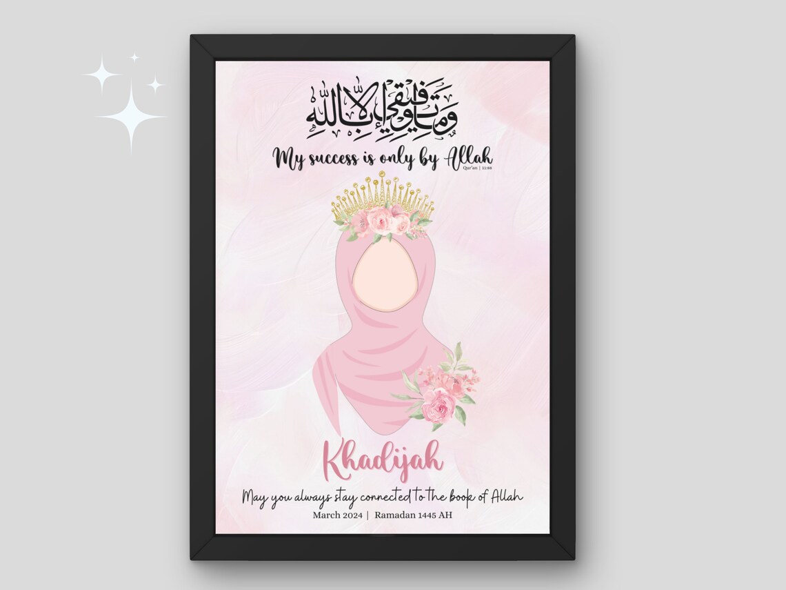Quran Graduation/completion/hifz/hafiza Personalised Frame, Hifz Quran ...