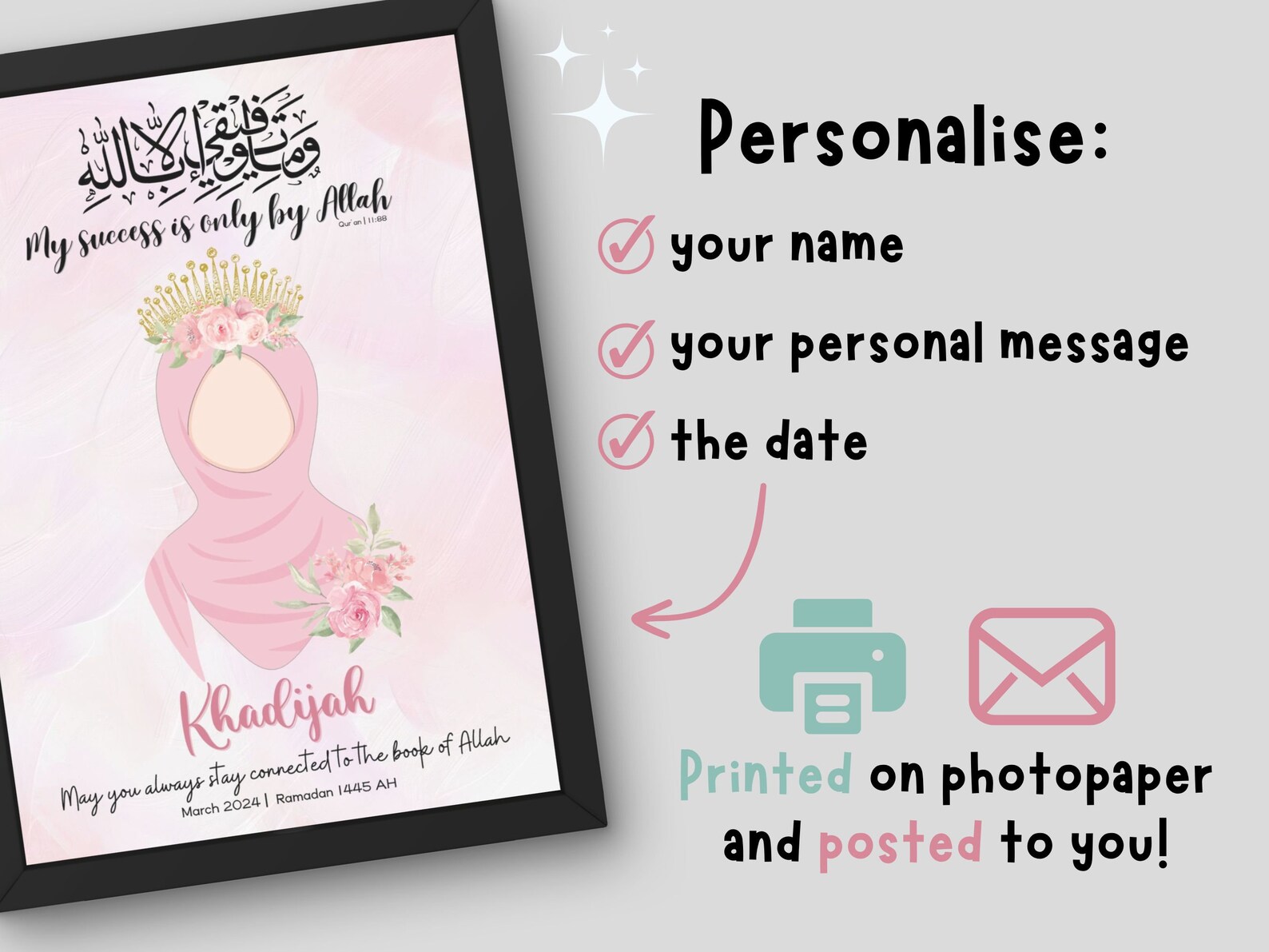 Quran Graduation/completion/hifz/hafiza Personalised Frame, Hifz Quran ...