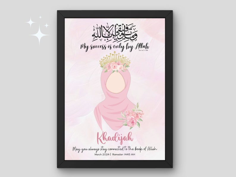 Quran Graduation/completion/hifz/hafiza Personalised Frame, Hifz Quran ...