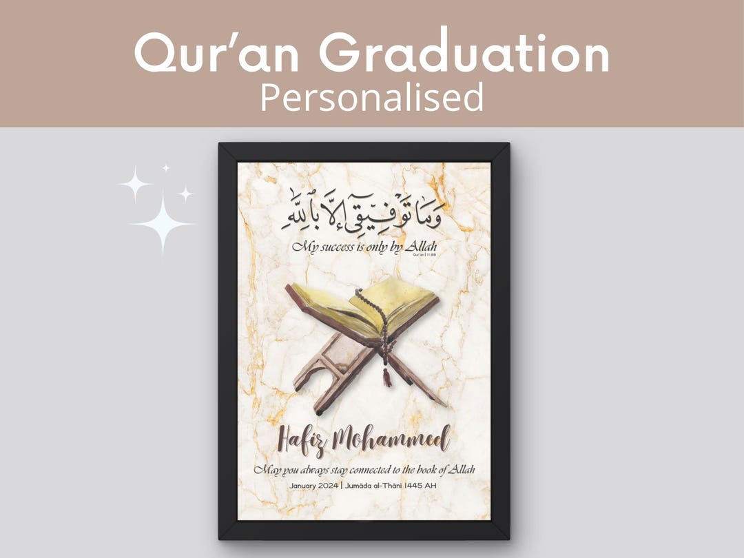 Quran Graduation/completion/hifz/hafiza Personalised Frame, Hifz Quran ...