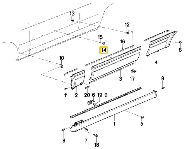 18x BMW E30 M Tech 2 Rocker Panel Clips Set of 18 NLA M-technic Side ...