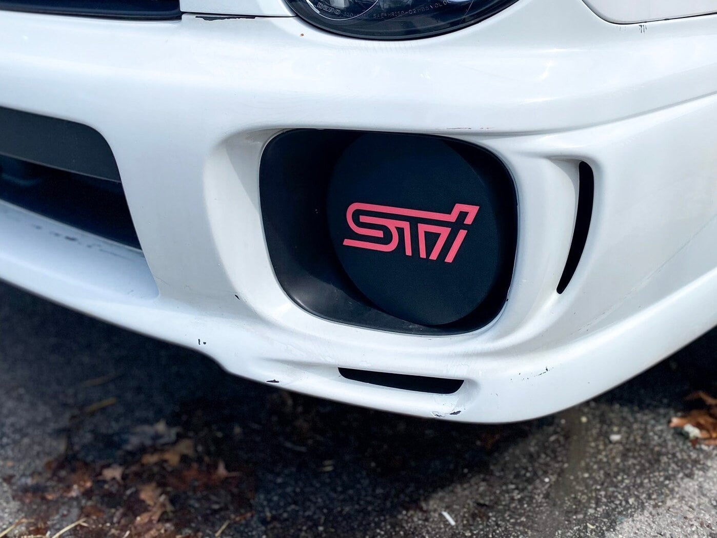 Black Subaru STI Logo Fog Light Covers White or Pink Fits WRX Bugeye ...