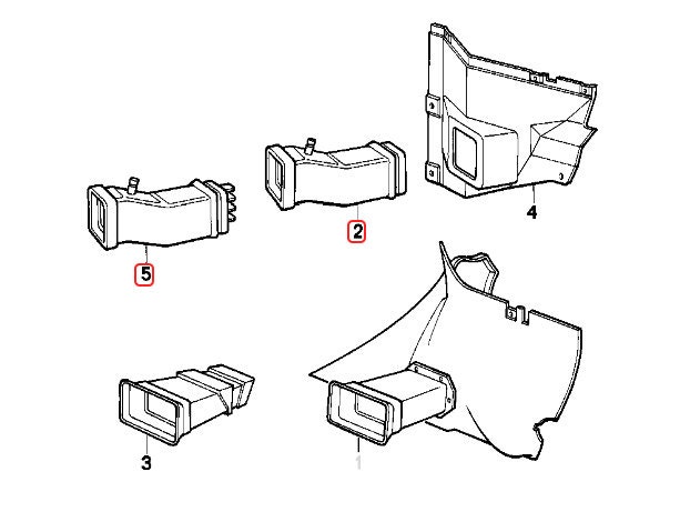 BMW E30 Brake Duct Adapter 3 Vent Piping Cold Air Intake Adapter 1982 ...