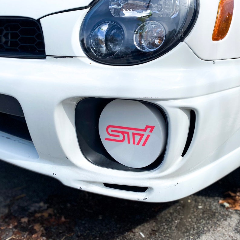 Black Subaru STI Logo Fog Light Covers White or Pink Fits WRX Bugeye ...