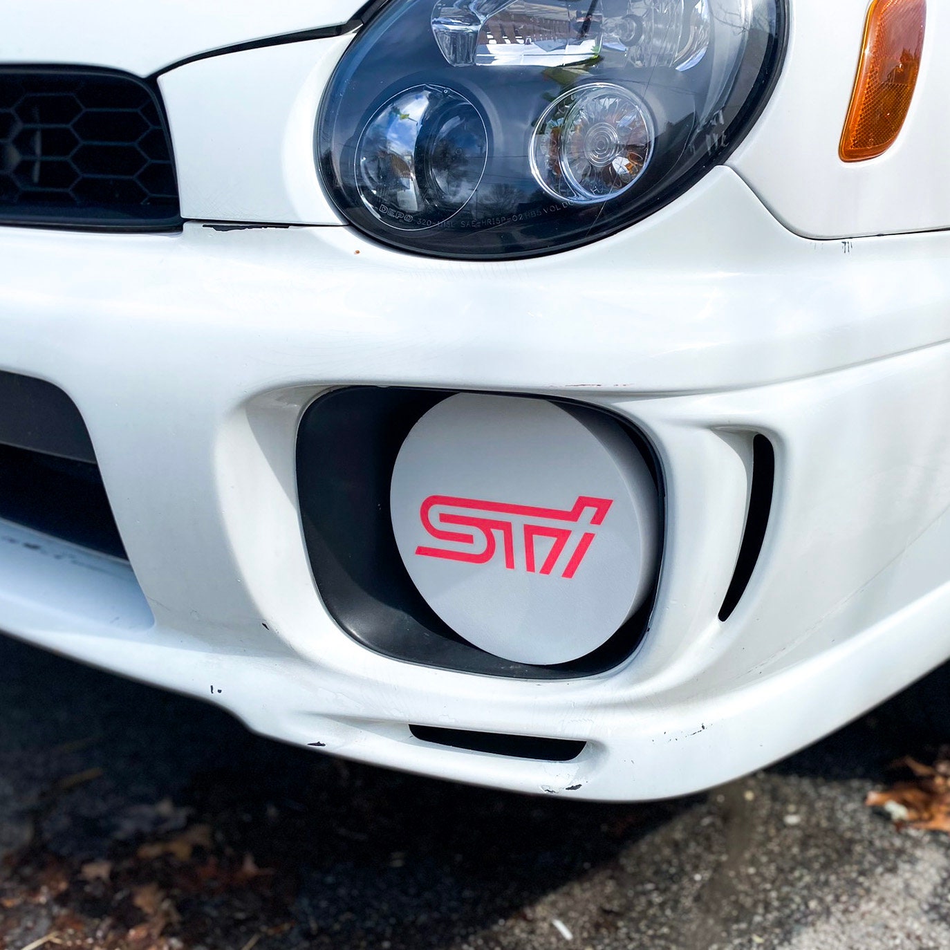 Black Subaru STI Logo Fog Light Covers White or Pink Fits WRX Bugeye ...
